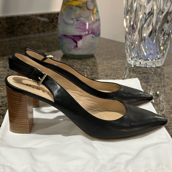 M. Gemi | Shoes | M Gemi Black Leather Slingback Heels | Poshmark